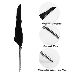 Zopsc Retro Leather Notebook with Fountain Pen with Pen Ink, Dip Pen Set Calligraphy Pen Notebook,Leather Notebook Quill Pen for Gift (red) (black)