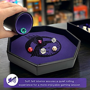 Luck Lab 11.5 Inch Dice Tray – Purple - Big Octagonal Dice Tray with Luxurious Rolling Area for RPG Table Top Gaming Like D&D - Raven Design