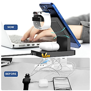 Catalpa U 3 in 1 Wireless Charging Station Compatible for Magsafe Fast Magnetic Charging Stand Compatible with iPhone 14/13, 14/13 Pro, 14/13 Pro Max, 13/12 Mini, AirPods Pro/AirPods 2 iwatch