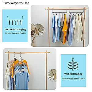 Nature Smile 4 Pack 5 in 1 Anti Slip Clothes Hangers,Space Saver Magic Metal Hangers,Multi Layers Wardrobe Clothes Rack,Heavy Duty Metal Blouse Hanger Closet Storage Organizer