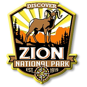 Zion National Park Magnet by Classic Magnets, 2.8" x 3.3", Collectible Souvenirs Made in The USA