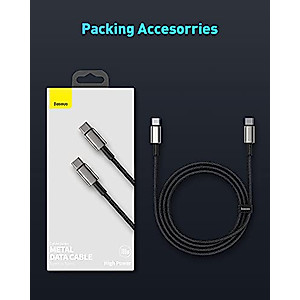 Baseus USB C Cable, 100W PD 5A QC 4.0 Fast Charging USB C to C Cable, Zinc Alloy Nylon Braided USB Type C Charger Cable for iPhone 15/Pro/Plus/Pro Max, MacBook, iPad Pro, Samsung S23/S22+ (6.6ft)