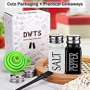 Salt and Pepper Shakers Set -DWTS DANWEITESI Cute Salt Shakers - Vintage Glass Black and White Shaker Set with Stainless Steel Lid - For Black and White Kitchen