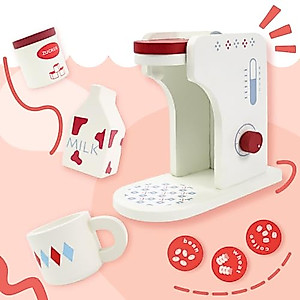 OsetToys Kids Coffee Maker Playset, Wooden Coffee Set Play to Learn Coffee Making Routine , Multi - Pretend Play Kitchen Accessories Kids Coffee Maker Play Set for Girls and Boys