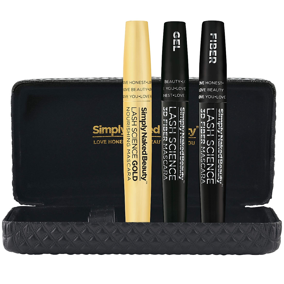 3D Black Mascara for Volume & Length - Eyelash Growth Nourishing Base, Black Mascara Gel & Dry Fibers to create 3D Lengthening Effect. Non-Toxic & Cruelty Free by Simply Naked Beauty