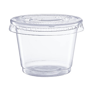 Comfy Package [200 Sets - 1 oz.] Plastic Disposable Portion Cups with Lids, Souffle Cups, Jello Cups