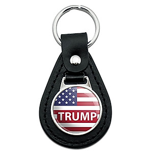 GRAPHICS & MORE Black Leather President Trump American Flag Keychain
