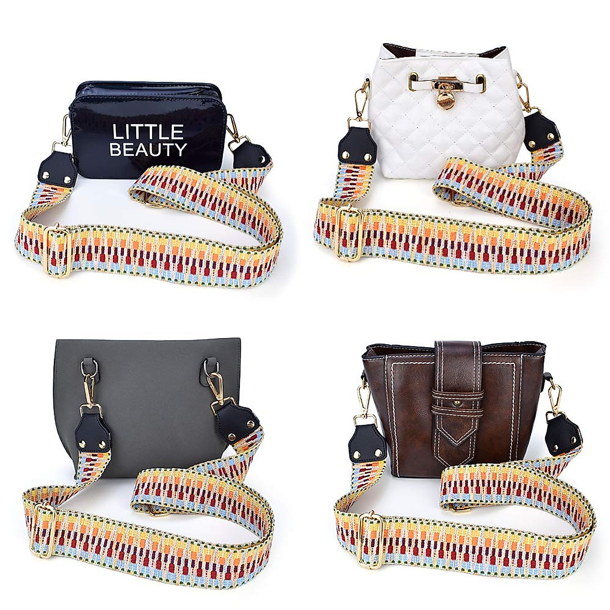 LIFEMATE Wide Bag/Purse Strap Replacement Crossbody Shoulder For Women Adjustable Jacquard Woven Cotton Guitar Strap Banjo Strap Style (Style 6)