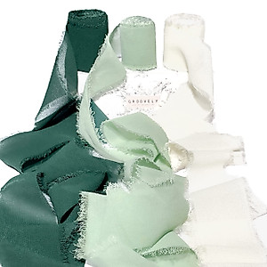 GROOVELY Silk Chiffon Ribbon for Gift Wrapping, Wedding Decorations, Bridal Shower Decorations, Easter Decorations, Gift Ribbon for Crafts and Gift Wrap, 4 Rolls x 20 Yards