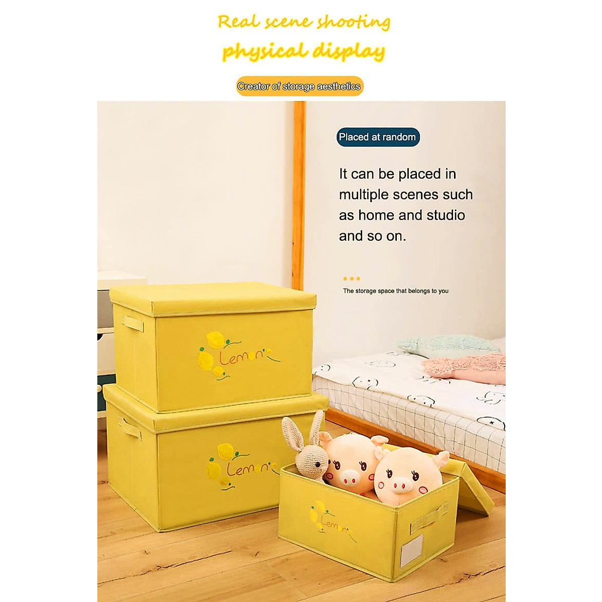 Purme Foldable Storage Bins,Pack of 3, Large Collapsible Cube Storage Boxes Organizer Containers Baskets with Reinforced Handle and Lid for Home Wardrobe Closet Bedroom