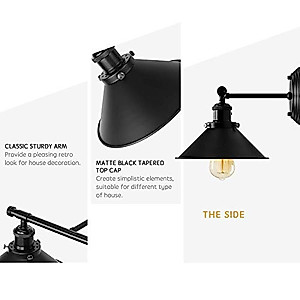 Alynzee Bathroom Vanity Light Fixtures,Farmhouse Wall Sconce Industrial Kitchen Wall Lighting with Matte Black Cone Metal Shade (3 Light)