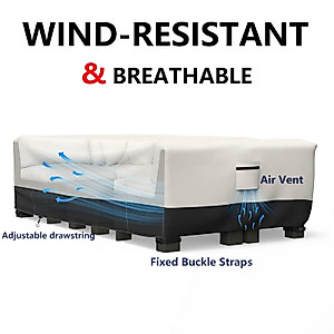 Niminex Patio Furniture Covers Waterproof ,600D Heavy Duty Tear Resistant Outdoor Table Cover,Wind & Snow Resistant Outdoor Furniture Cover,Patio Table Cover For Table And Chair Sets-107 X 81 X 28 In