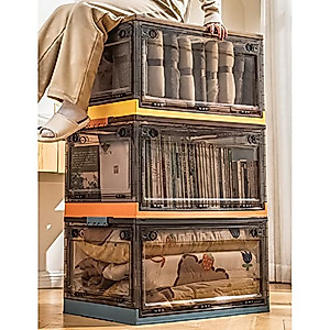 LELEBEAR Coazone Storage Boxes, 2023 New Coazone Folding Storage Boxes, Stackable Storage Bins with Lids, for Groceries, Toys, Books, Snacks Storage Case (Blue)