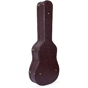 Crossrock Case - Hard-Shell Wooden Guitar Case - Fits 12-Strong Dreadnought Classical Nylon String Acoustic Guitars - Stainless Steel Latches, Sponge Lining, Metal Feet, Storage Space - Vintage Brown