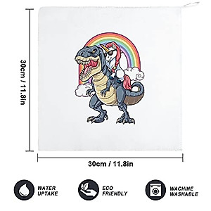 Unicorn Riding Dinosaur Hand Towel Hanging Soft Towels Kitchen Bathroom Decorative Printed Funny Cute Patten