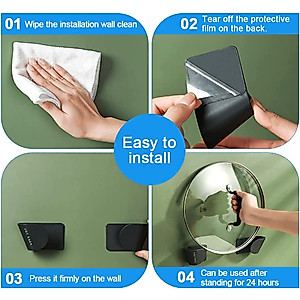 MHCYKJ 8 Pairs Lid Holder for Pots, Pot Lid Racks Wall Mount Pan Lid Holder Punch-Free Pot Lid Storage Organizer Adjustable Hanging Pan Cover Organizer for Home Kitchen Cabinet Door (Black+Green)