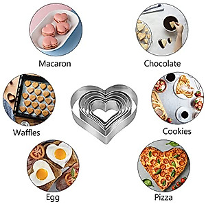 Heart Cookie Cutter Set - 6 Piece - 3 4/5", 3 1/5", 2 4/5", 2 3/5", 2 1/5", 1 4/5" - Heart Shaped Cookie Cutters, Stainless Steel Biscuit Pastry Cutters