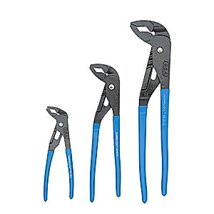 Channellock GLS-3 Tongue and Groove Plier Set, Dipped, 3Pcs. Blue, 6.5", 9.5", 12.5"