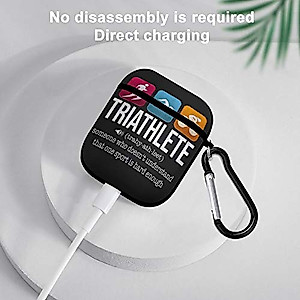 Triathlete Definition Triathlon Airpods Case Cover for Apple AirPods 2&1 Cute Airpod Case for Boys Girls Silicone Protective Skin Airpods Accessories with Keychain