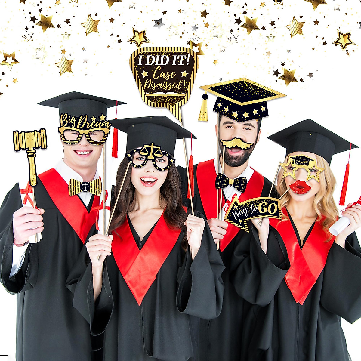 CRAWPROP 30PCS Lawyer Graduation Party Photo Booth Props Supplies Grad 2024 Graduation Class of 2024 Party Decoration