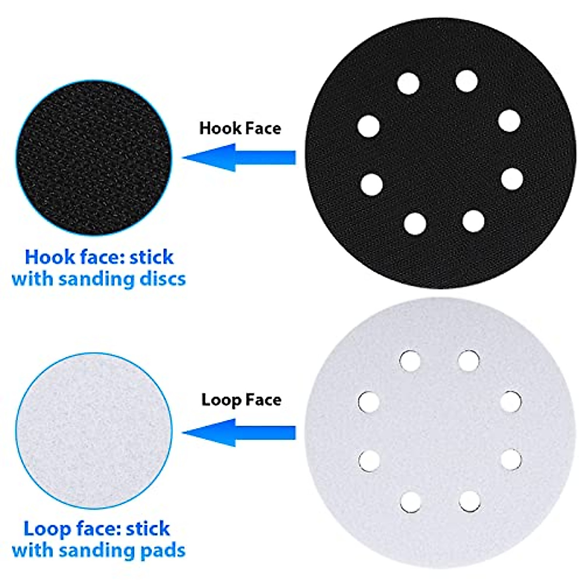 6 Pack Interface Buffer Pads, 5 Inch 8 Holes Hook and Loop Soft Sponge Cushion Buffer Backing Pads Orbital Sander Foam Pad, Foam Interface Sanding Pads for Orbital Sander Automotive Polishing Machine