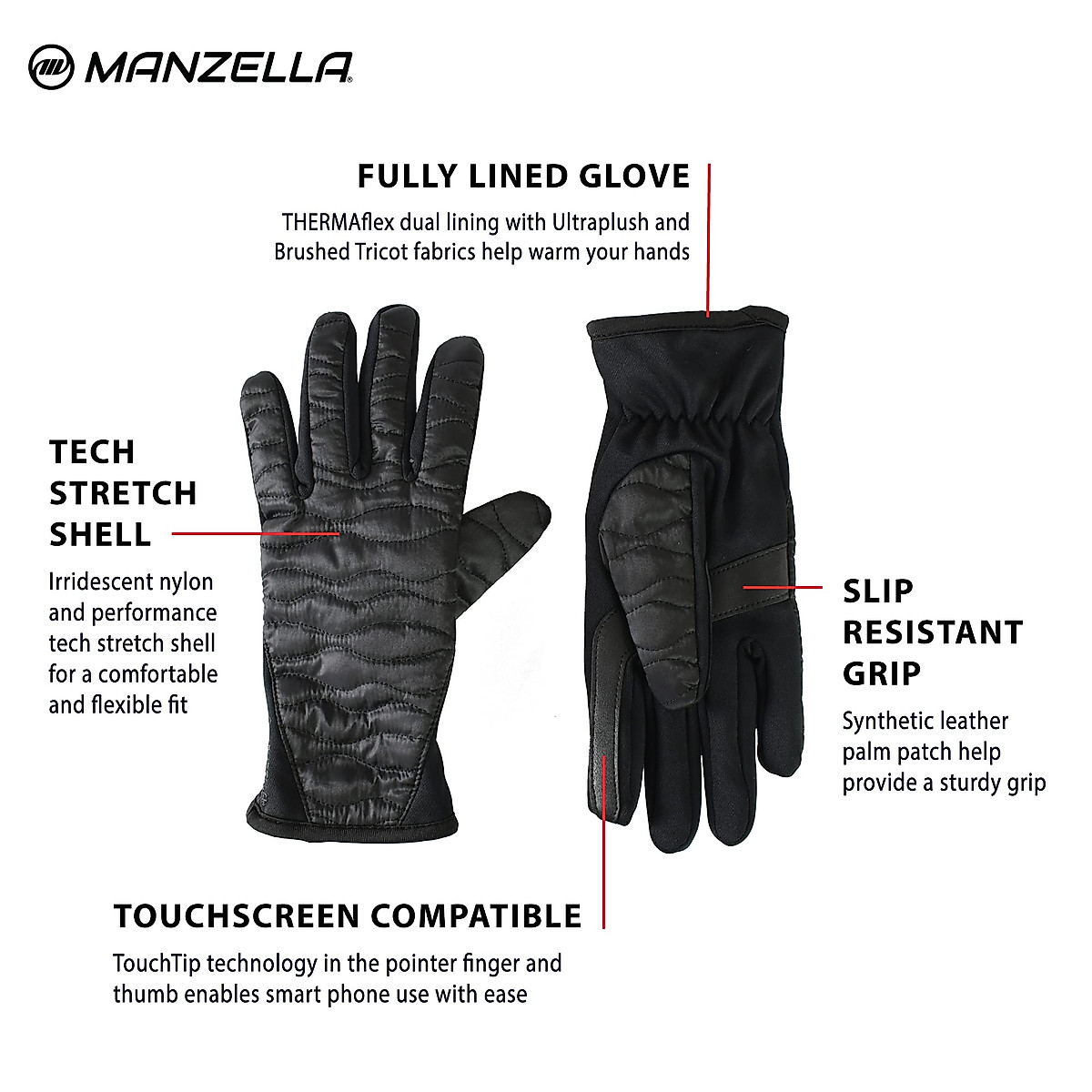 Manzella womens Bristol Touchtip Cold Weather Glove