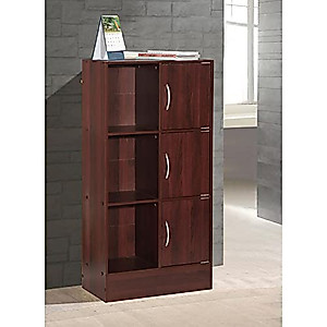 Contemporary Home Living 47" Mahogany Brown Multipurpose Bookcase with Doors