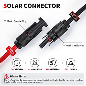 ELECTOP DC 8mm Extension Cable 20Ft 14AWG, Solar Panel Connector to DC 8mm Adapter Cable, with 5.5x2.5mm Converter Solar Connectors for GZ Yeti Jackery Solar Generator Portable Power Station