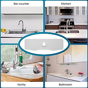 Wall-mounted Faucet Drain Pad Kitchen Sink Splash Guard Durable Silicone for Clean Organized White L