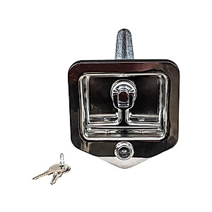 Buyers Products L8855 Locking T-Handle Latch, Polished Stainless Steel Latch w/Gasket, Blind Studs & Two Keys, Flush Mount, for Truck Bed Tool Boxes, Trailer Doors, RVs, Campers, Truck Cap Latch