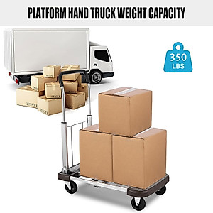 Platform Truck Platform Truck Aluminum Flat Handtruck Adjustable Length Folding Push Cart Load 330 Lbs Moving Dolly Cart Flatbed Cart Reliable