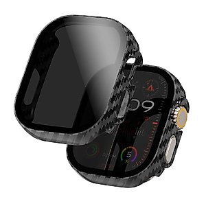 TSOGIA Apple Watch Ultra Privacy Screen Protector & Bumper Case, 49mm, 2 Pack, Carbon Fiber, Anti-Peeping