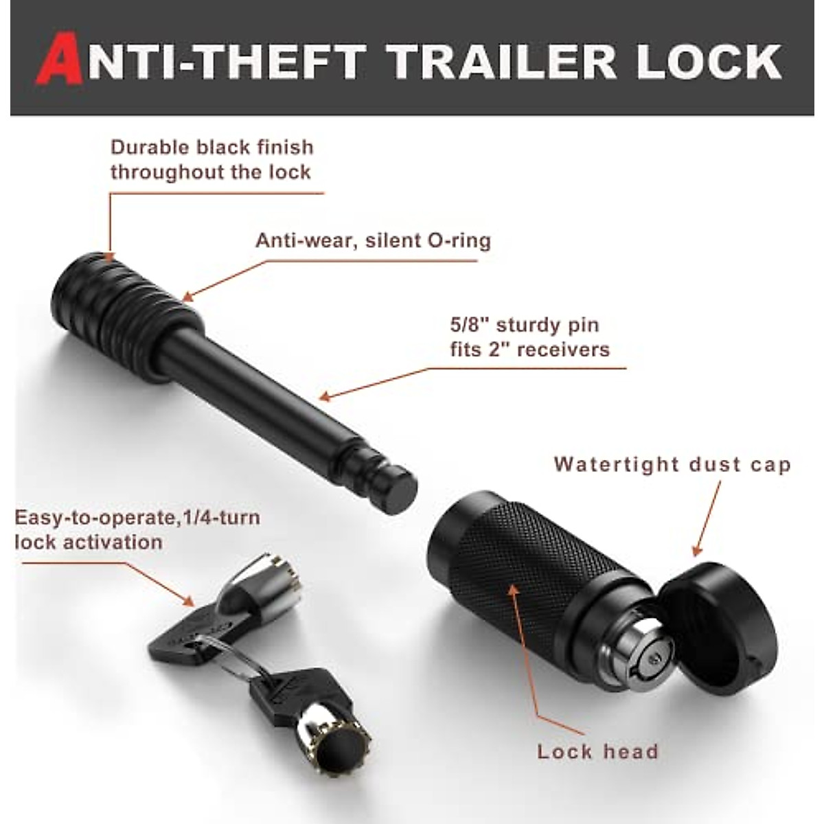 TOEASYTY Heavy American Flag Metal Trailer Hitch Cover for 2 Inch Receivers,Tow Hitch Covers 2 Inch for Truck Accessories(with 5/8-inch Pin Diameter Trailer Hitch Lock)