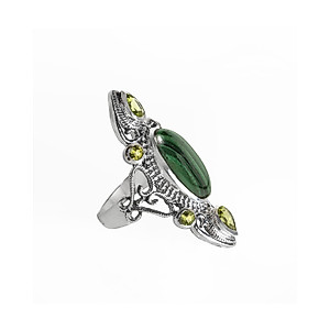 YoTreasure Malachite & Peridot Bold Ring in 925 Sterling Silver Jewelry Gifts For Women's