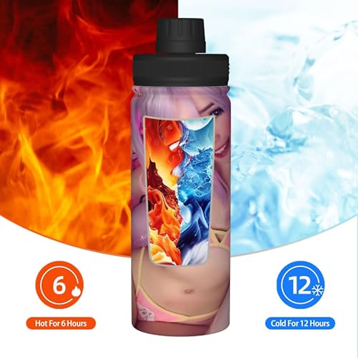 Eevikion Belle Artist Delphine Stainless Steel Insulated Tumbler Sports Water Bottle Hot and Cold Travel Cup 18oz