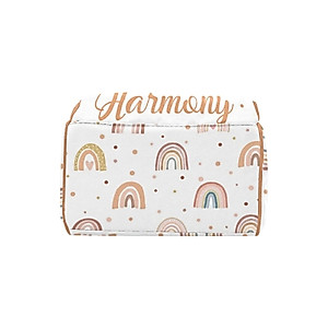 Cowcute Personalized Custom Name Diaper Bag Backpack Stylish Orange Rainbow Arch Cute Baby Bags