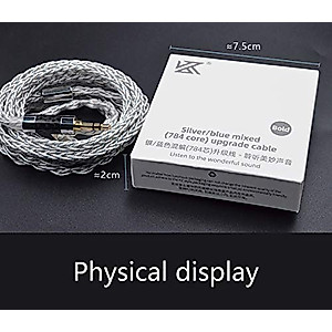 KZ Silver/Blue Hybrid (784 cores) Upgrade Cable, HiFi Earphone Audio Replacement Mixed Wire 3.5mm Compatile with C PIN