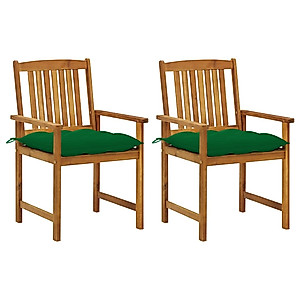 UTSRABFA Outdoor Dining Chair Dining Side Chair Conversation Furniture Set Patio Chairs with Cushions 2 pcs Solid Acacia Woodfor Lawn Backyard & Garden All-Weather Resistant