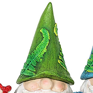 Exhart Garden Gnomes, Solar Garden Gnome Statue with Welcome Sign, LED Hats, Funny Outdoor Garden Decoration, 13 x 9 Inch