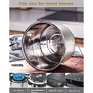 Double Boiler Pot Set, Stainless Steel Melting Pot with Silicone Spatula for Melting Chocolate, Soap, Wax, Candle Making (600ml and 1600ml)