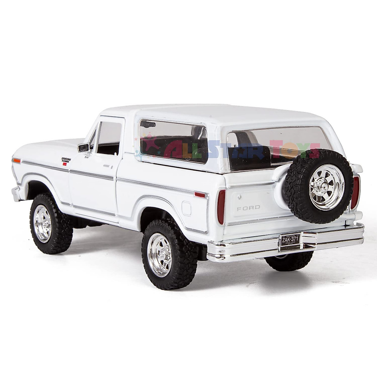 1978 Ford Bronco 1:24 Diecast Model Car White SUV SUT Truck Motormax All Star Toys Exclusive 79371