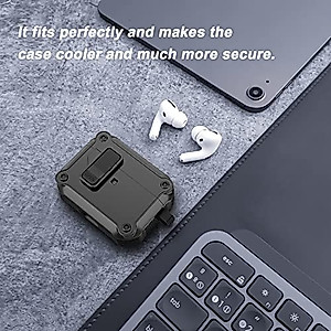 RFUNGUANGO AirPods Pro 2nd Generation/1st Generation Case Cover with Secure Lock Clip,Automatic Pop-up Case Full-Body Shockproof Hard Protective Cover for AirPods Pro 2 Case(2022/2019) - Black