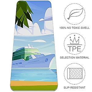 Yoga Mat, Yoga Mats for Home Workout, Workout Mat, Exercise Mats, Pilates Mat, Palm Tree Sea Ship