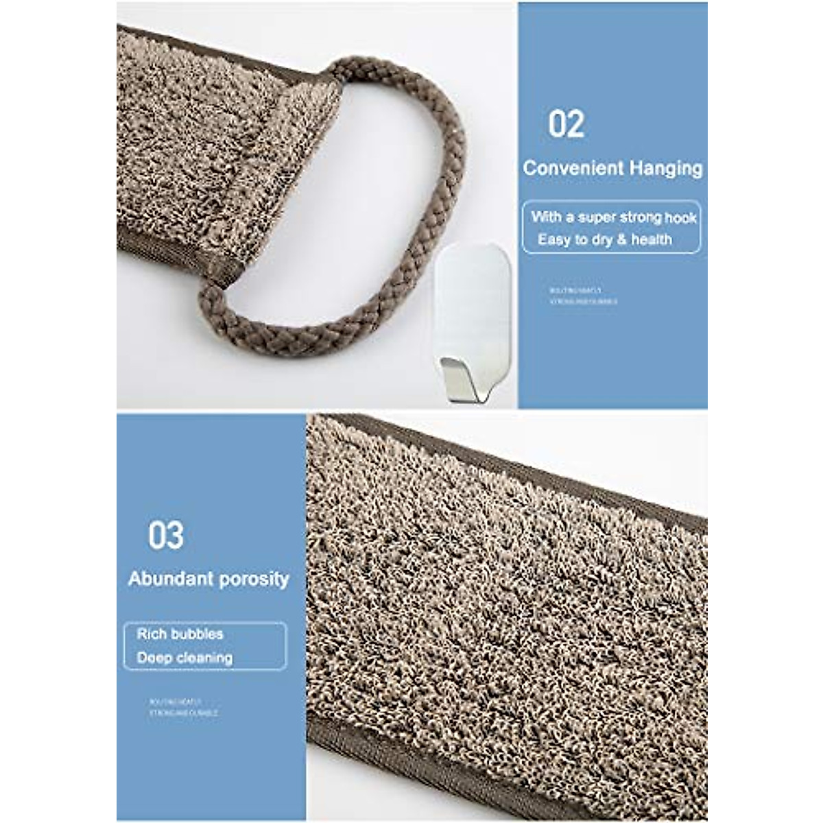 Loofah Back Scrubber for Shower for Men/Women, Natural Soft Flax Back Scrub Washer, Extra Long Back Exfoliator Cleaner for Shower Acne, Dual-Sided Bath Exfoliating Scrubber, Deep Clean&Invigorate Skin