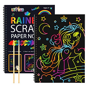 LET'S GO! Toys for Girls Ages 3-8 2 Pack Halloween Rainbow Scratch Paper Art for Kids Toys for 3 4 5 6 7 8 9 10 Year Old Girls Magic Arts and Crafts Supplies for Kids Ages 8-12 Kids Christmas Gifts