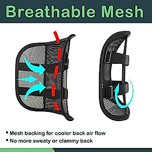 Lumbar Support with Breathable Mesh Layers and Double Sturdy Adjustable Straps, Comfortable Ergonomic Backrest for Office Chair and Car Driver Seat, Posture Cushion and Lower Back Support Pain Relief