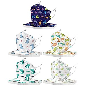 100PC Kids 𝘍𝘢𝘤𝘦 𝘔𝘢𝘴𝘬𝘴_ΚΝ_94_Fish Type 𝘔𝘢𝘴𝘬𝘴,4-Ply 4D Printed Designs Child Face bandanas with Nose for Children Boys＆Girls to School (A)