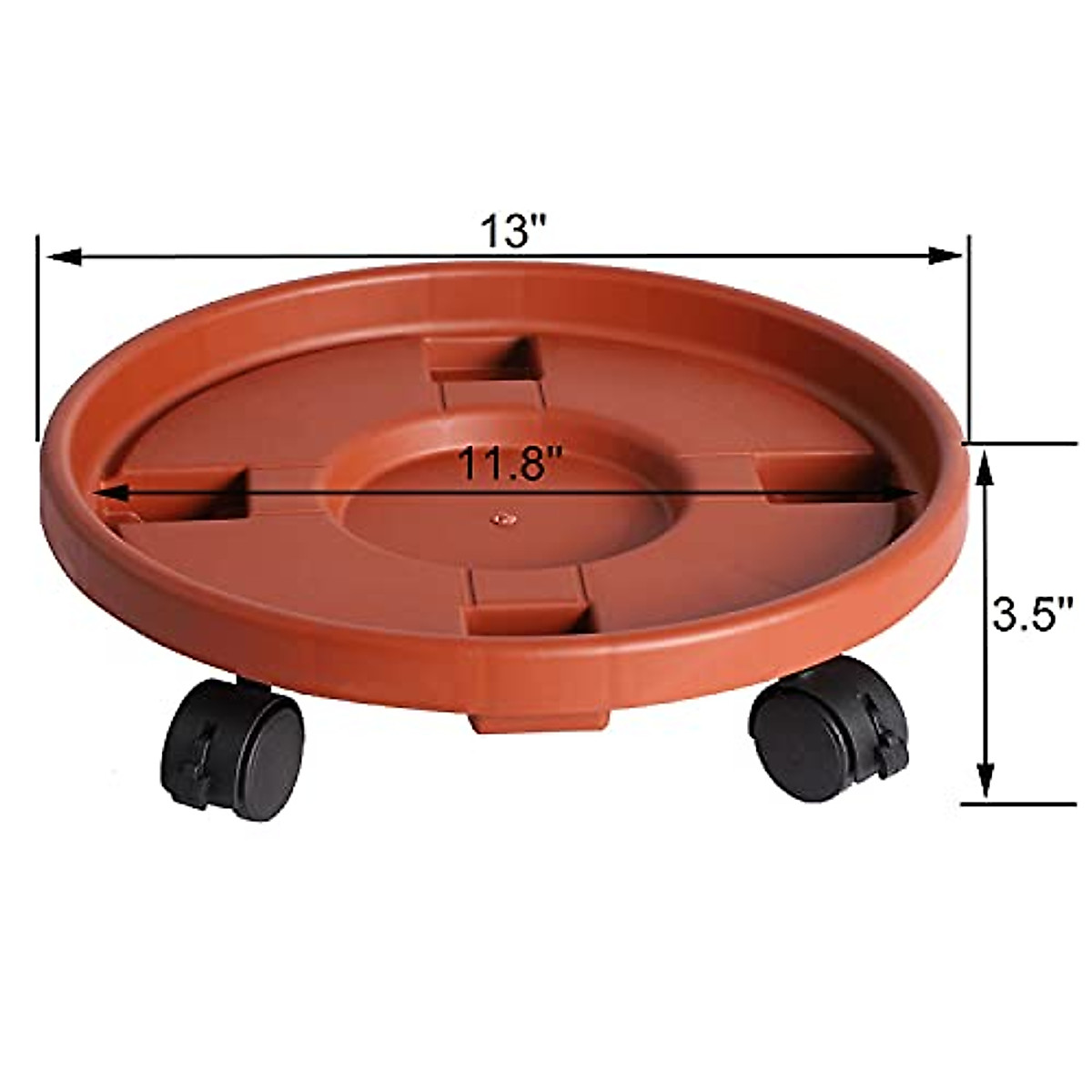 4 Pack 13 inch Plant Caddy with Four Lockable Universal Wheels,Easy Moving Plant Dolly, Indoor Outdoor Flower Pot Mover with Locking Wheels