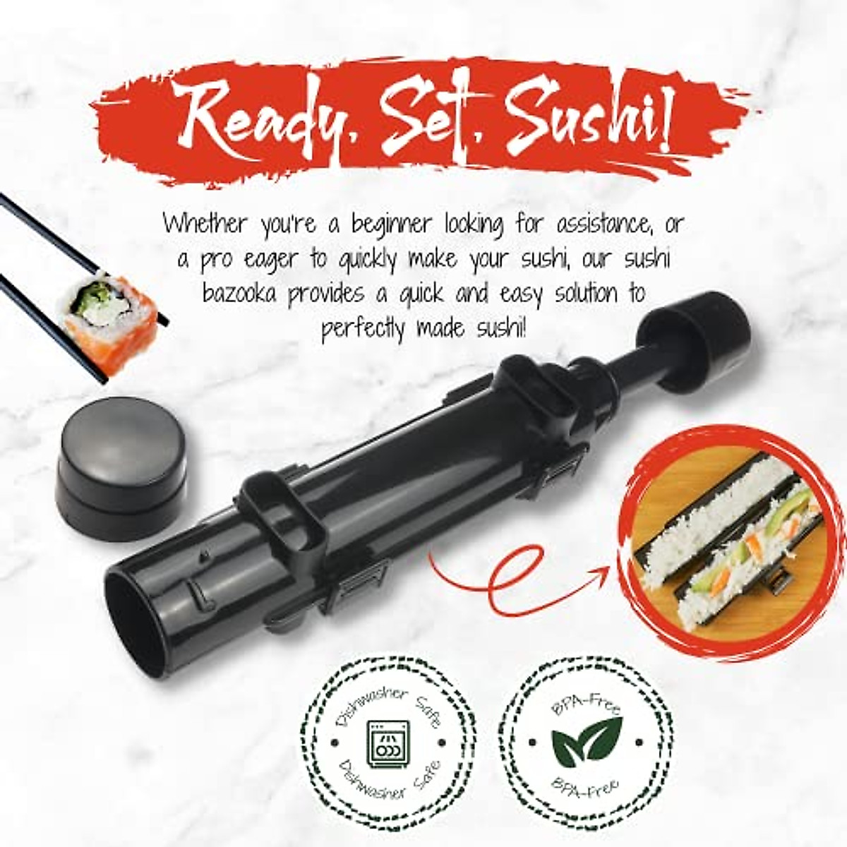Sushi Making Kit - Premium Kanpeki Living 22 Piece Sushi Set With Chef Knife, Bamboo Mat, Bazooka Roller, Rice Mold Rice Paddle and Spreader Chopsticks eBook DIY Sushi Maker Kit for Beginners and Pros