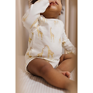 PEHR Shoulder Snap One-Piece Giraffe / 0-3 mos., Marigold